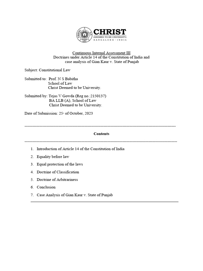 Continuous Internal Assessment III - CL | PDF