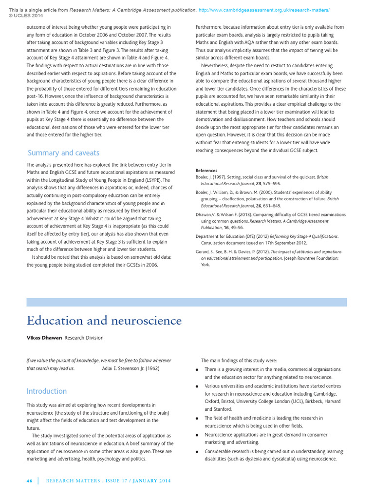 Education and Neuroscience | PDF | Neuroscience | Functional Magnetic ...