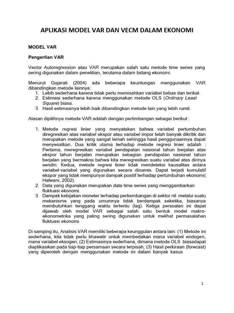 Modul Pelatihan VAR Dan VECM | PDF