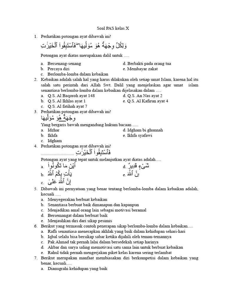 Soal PAS Kelas X 2023-2024 | PDF