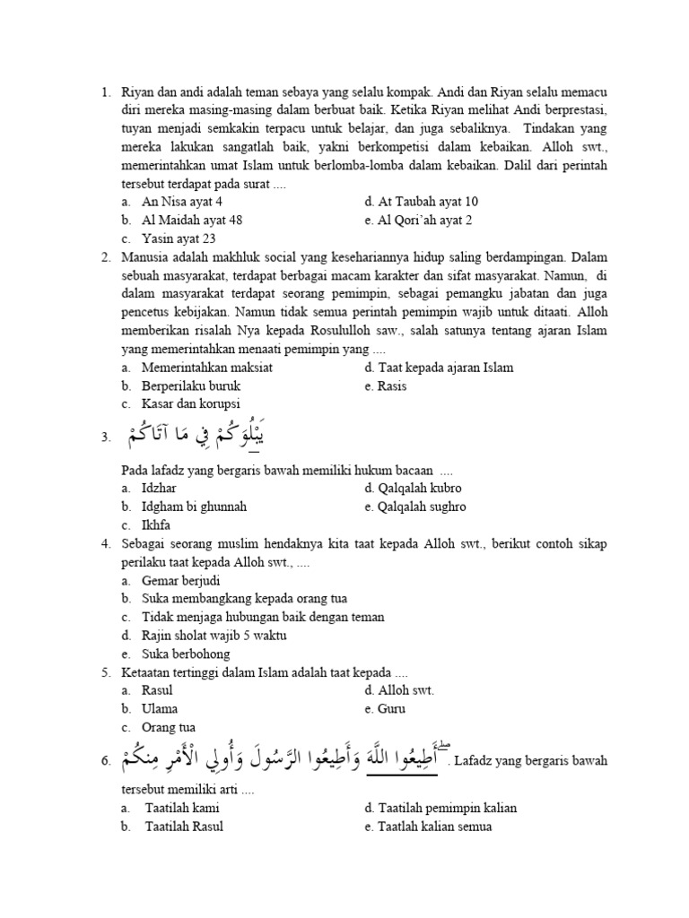 Soal Pts Pai Kelas XI Kelas TKR | PDF