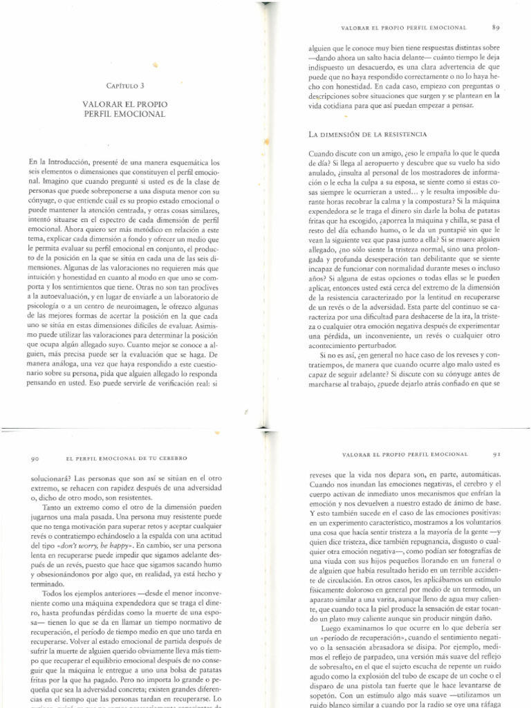 Capit 3-4-11 El Perfil Emocional de Tu Cerebro (Davidson 2012) | PDF