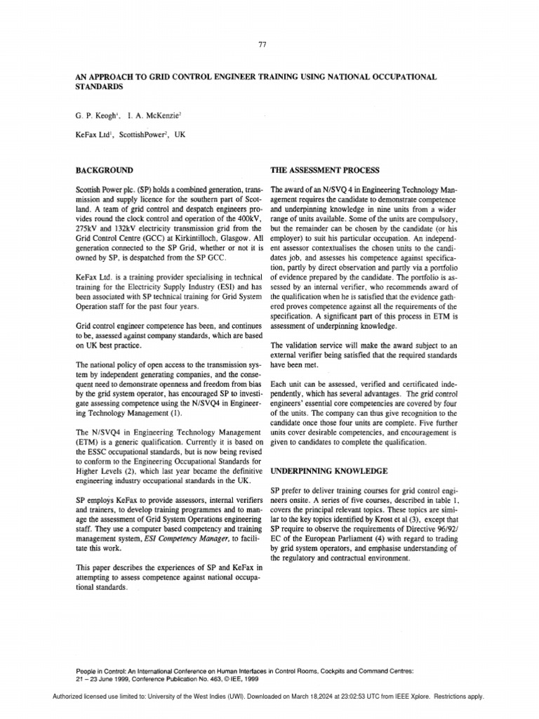An Approach To Grid Control Engineer Training Using National ...