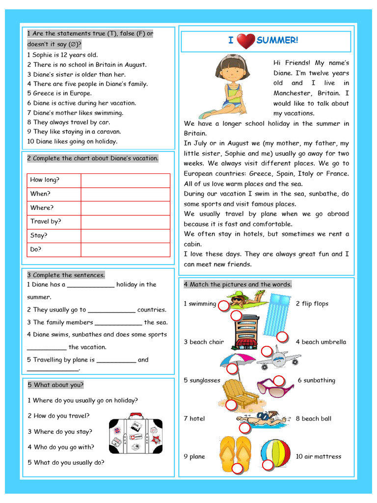 Diane's Summer Vacation | PDF | Language Arts & Discipline | Foreign ...