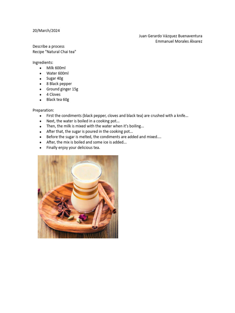 Natural Chai Tea Recipe Guide | PDF