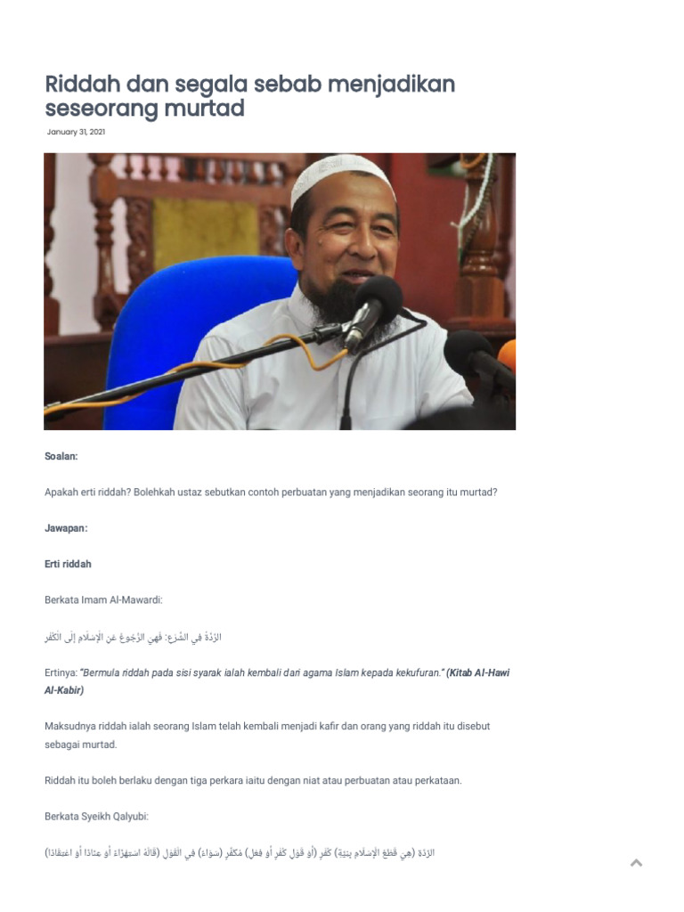 Riddah Dan Segala Sebab Menjadikan Seseorang Murtad | PDF | Ilmu Sosial | Agama & Spiritualitas