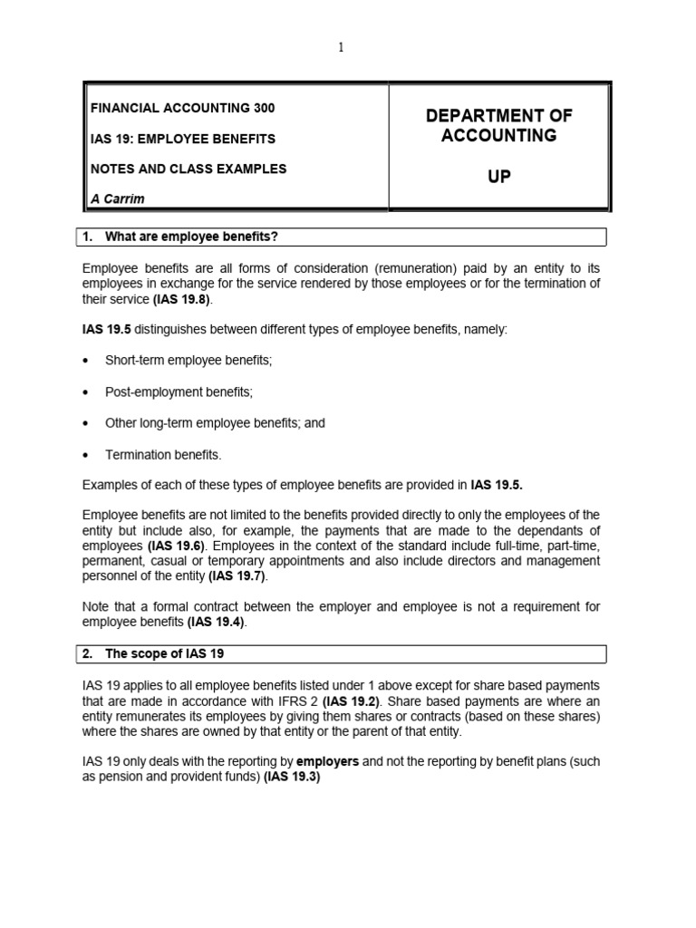 IAS 19 Notes and Class Examples_2019_updated | PDF | Accrual | Employment