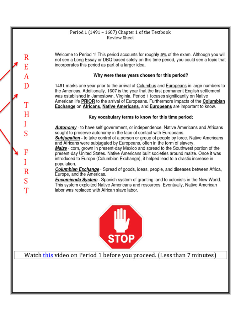 Period 1 1491 - 1607-Review-Sheet | PDF | Indigenous Peoples Of The ...