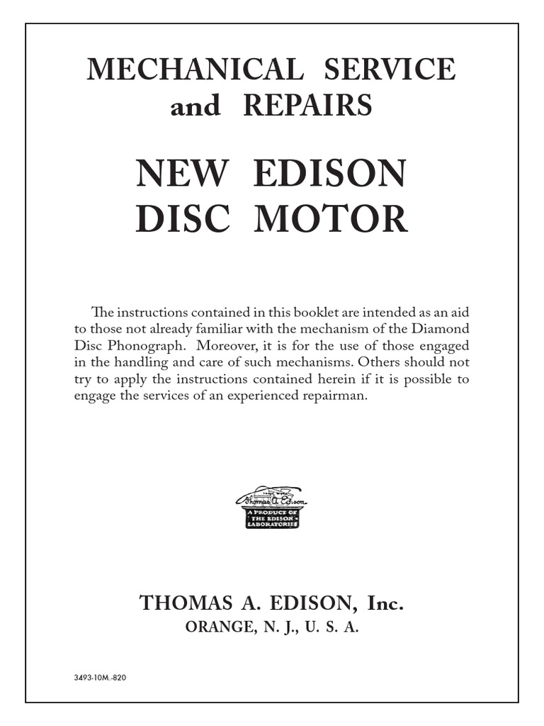 Edison Disc Motor Manual | PDF | Bearing (Mechanical) | Screw