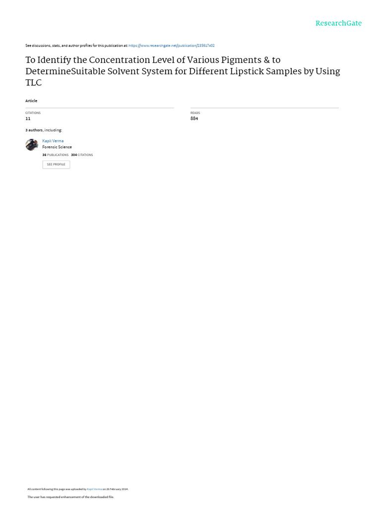 To Identify The Concentration Level of Various Pigments & To ...