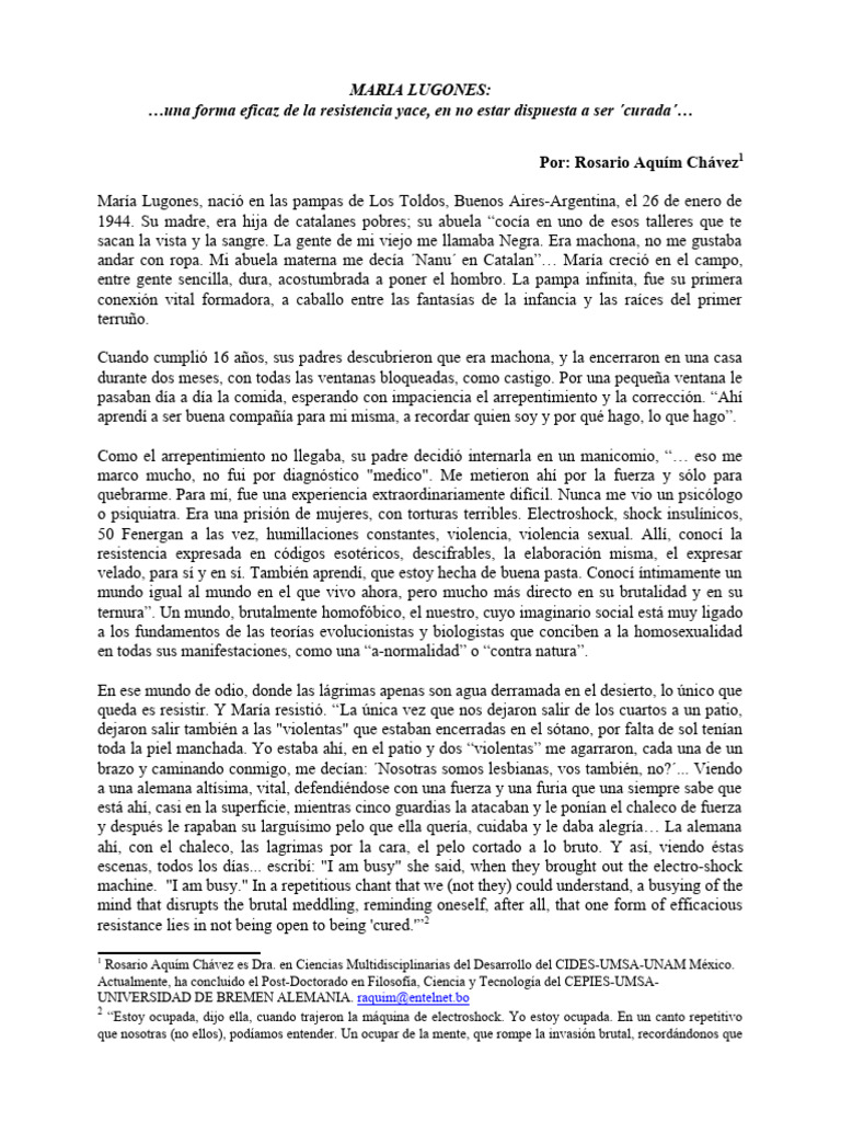 MARIA LUGONES | PDF | Feminismo | Estudios de género