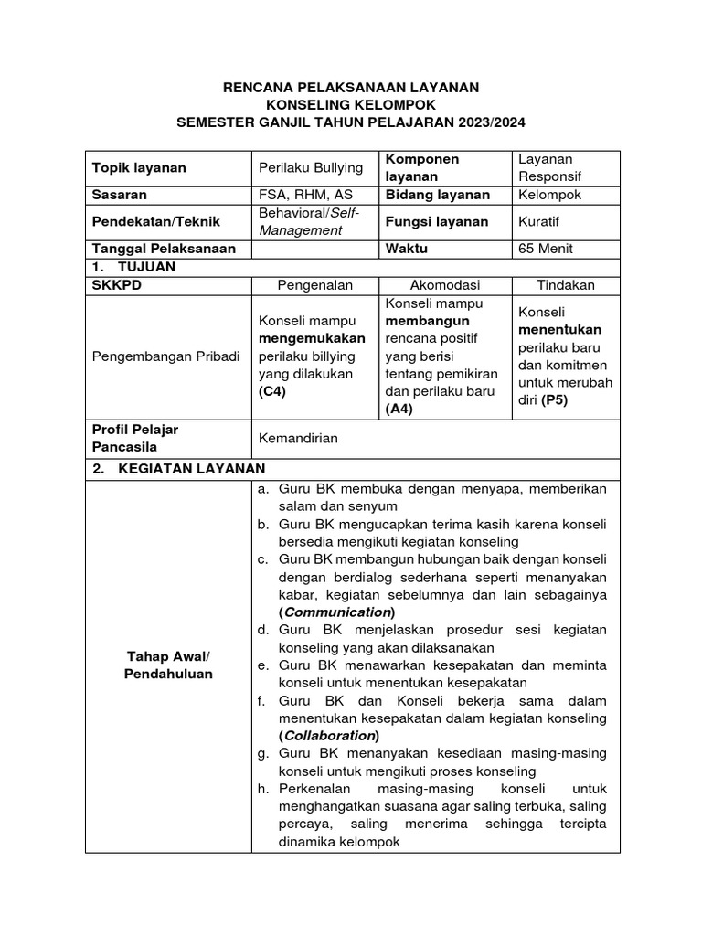 RPL Konseling Kelompok | PDF