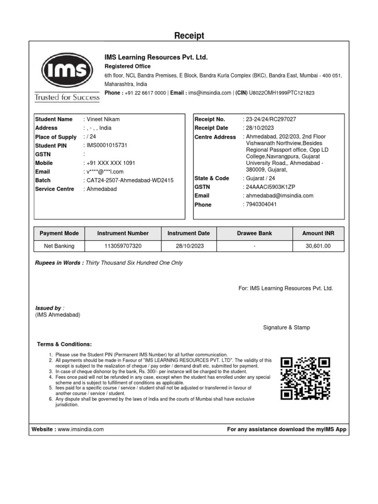 Receipt (1) | PDF | Cheque | Payments