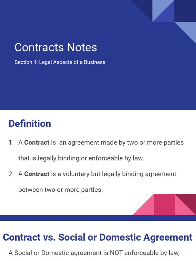Contracts Notes | PDF | Offer And Acceptance | Legal Liability