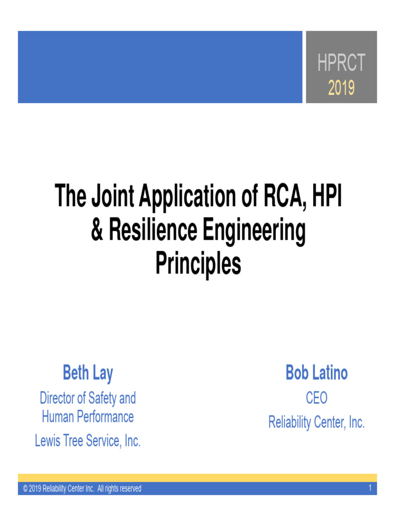 The Joint App of RCA, HPI and Resilience Engineering Principles | PDF ...