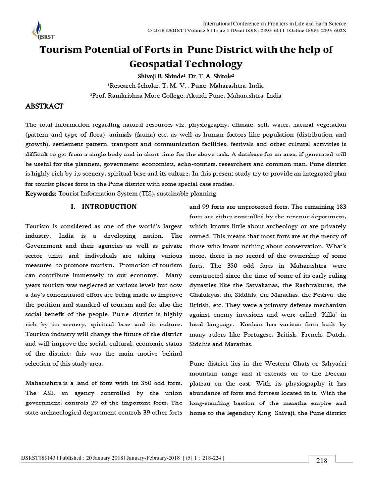 Tourism Potential of Forts in Pune District With The Help of Geospatial Technology | PDF | Earth ...