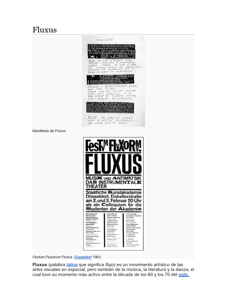 Movimiento Fluxus: Arte y Cotidianidad | PDF | Educación en artes ...