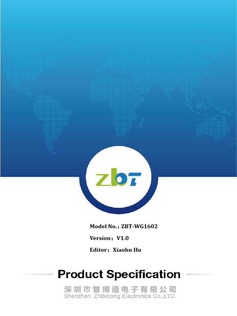 ZBT WG1602 Specification | Download Free PDF | Wi Fi | Usb