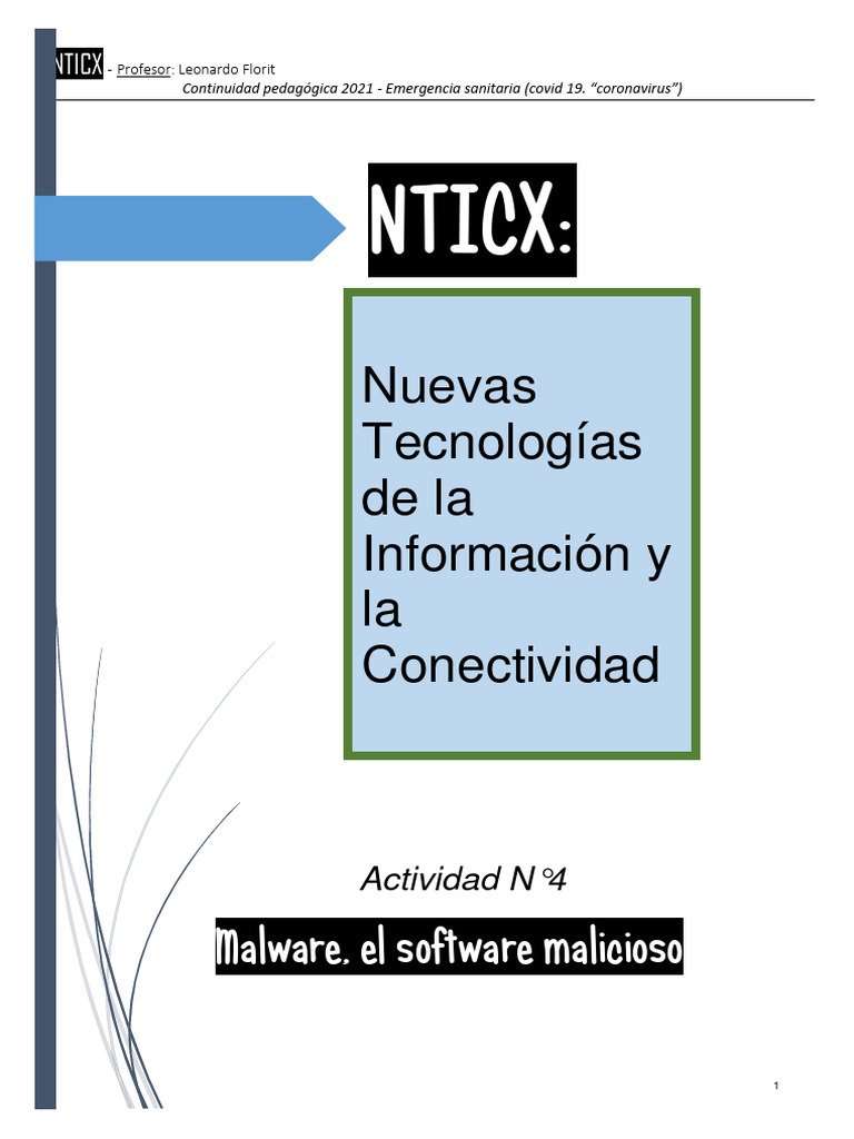 NTICX. Actividad #4. Malware El Softare Dañino. | PDF | Malware | Virus de computadora