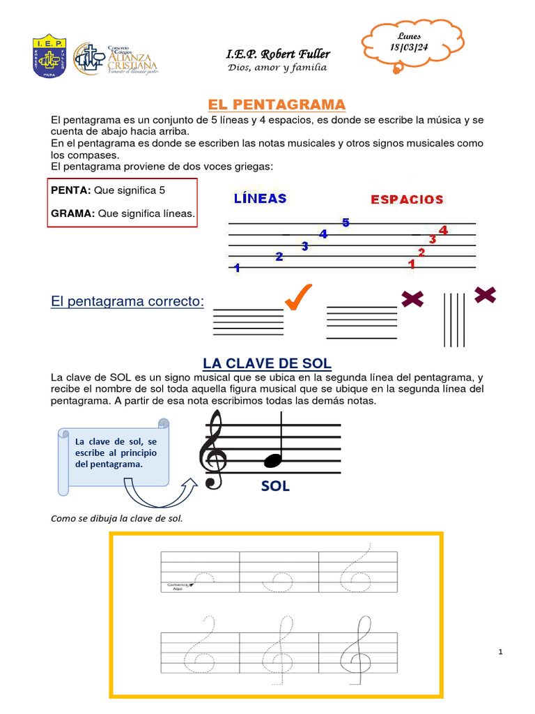 Ficha02-El Pentagrama, 6to de Primaria | PDF | Arte