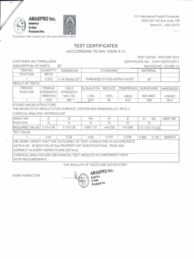 Fcha Tecnica B7 11-2 | PDF | Mechanics | Materials Science
