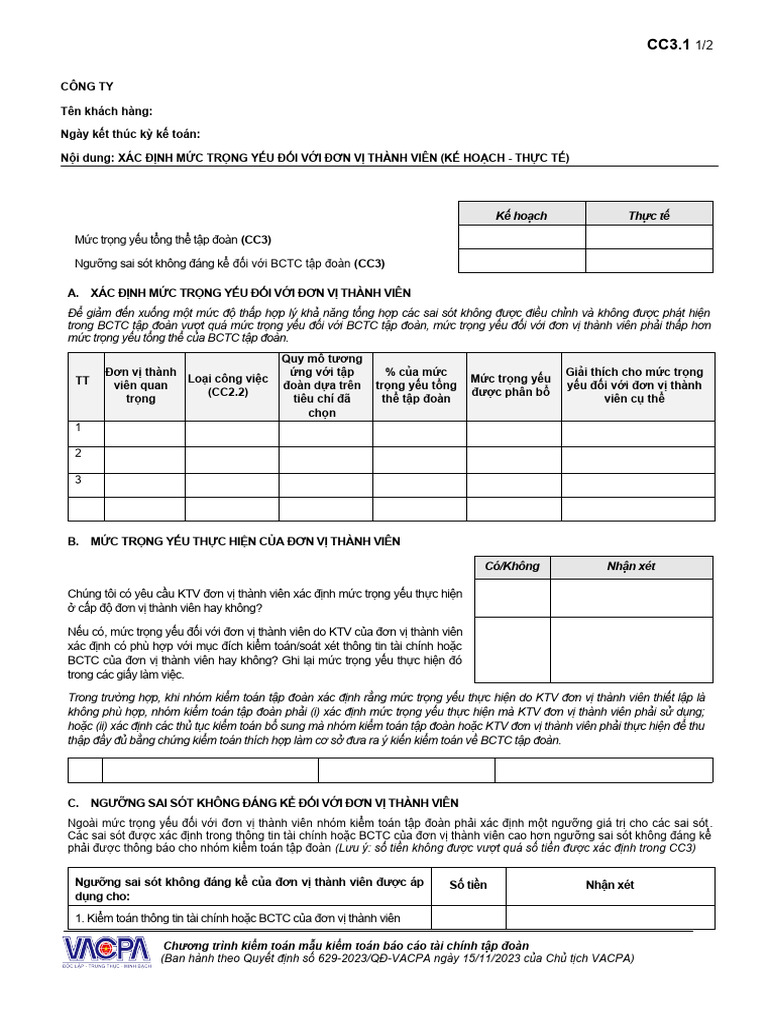 CC3.1. Xac Dinh MTY Doi Voi Don VI Thanh Vien | PDF