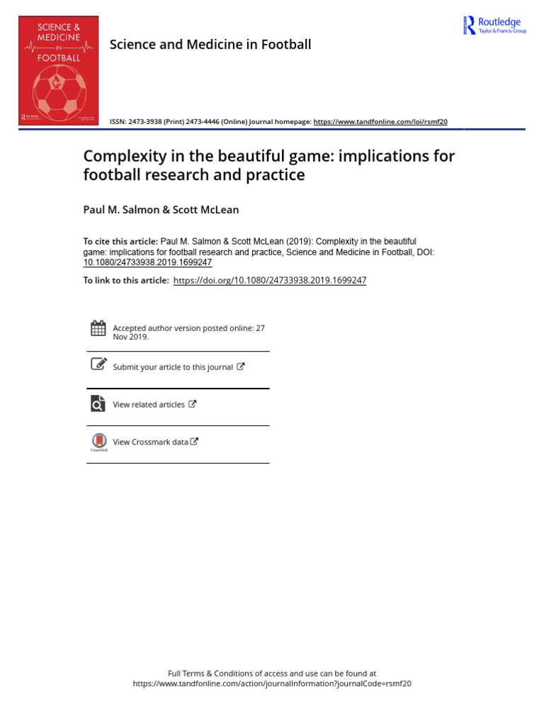 Complexity in The Beautiful Game: Implications For Football Research ...