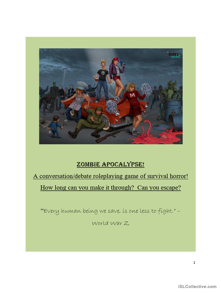 Zombie Apocalypse Debate - Conversation Role Play | PDF