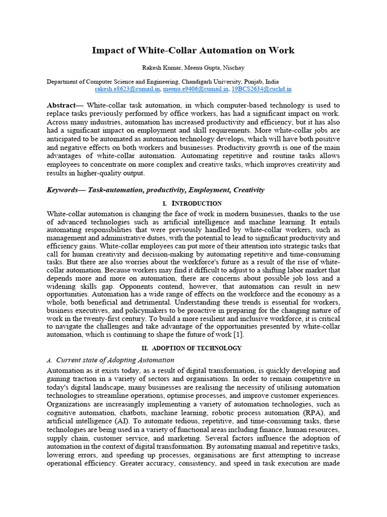 White-Collar Automation's Job Impact | PDF | Automation | Computer Security