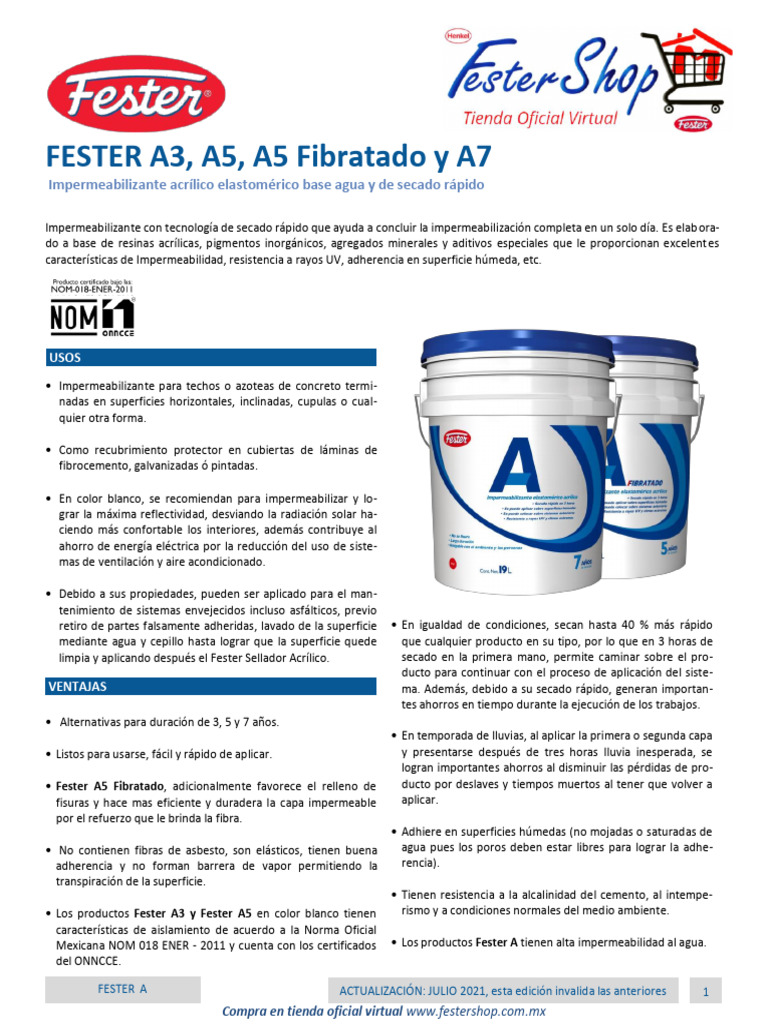 Fester A 3, 5, 5 Fibratado y 7 | PDF | Agua | Hormigón
