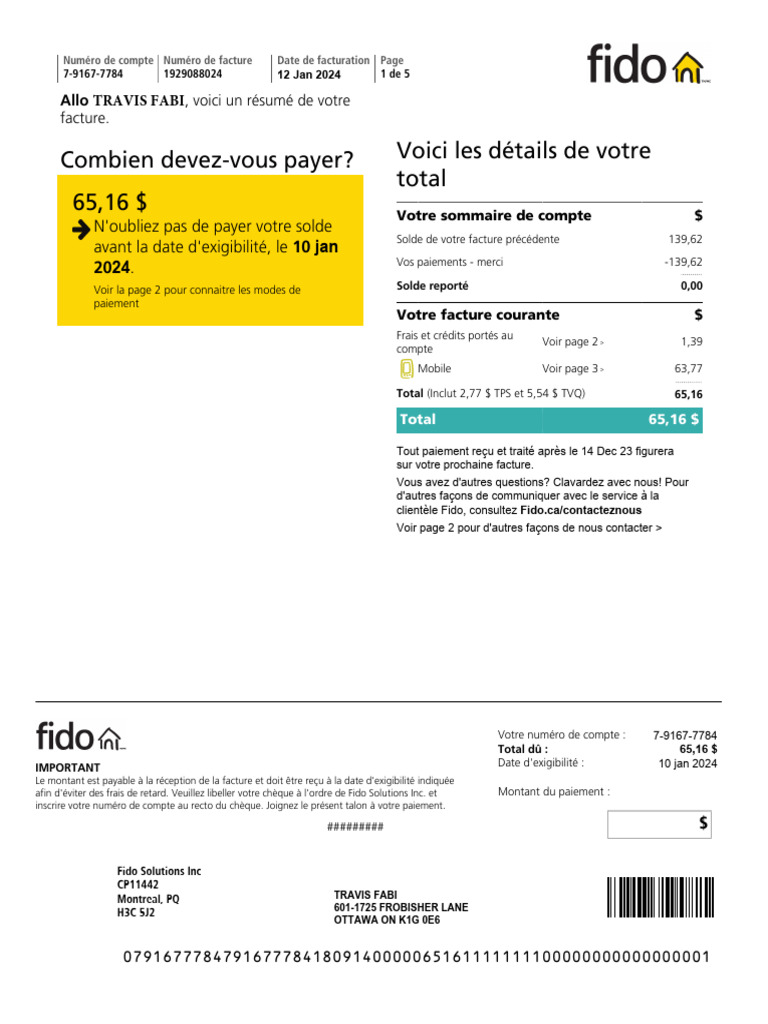 Facture Fido - Détails et Paiement | PDF | Crédit | Finance et gestion ...