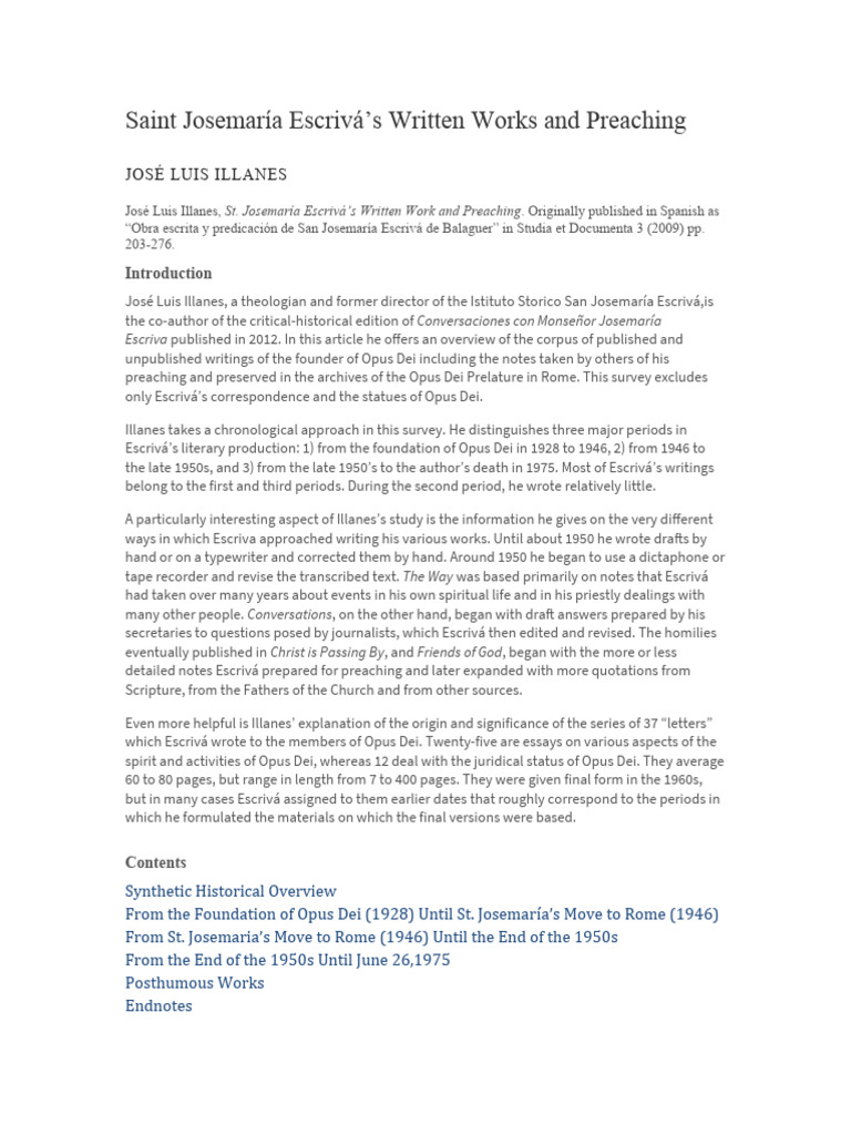 saint-josemaria-escrivas-written-works-and-preaching-word | PDF