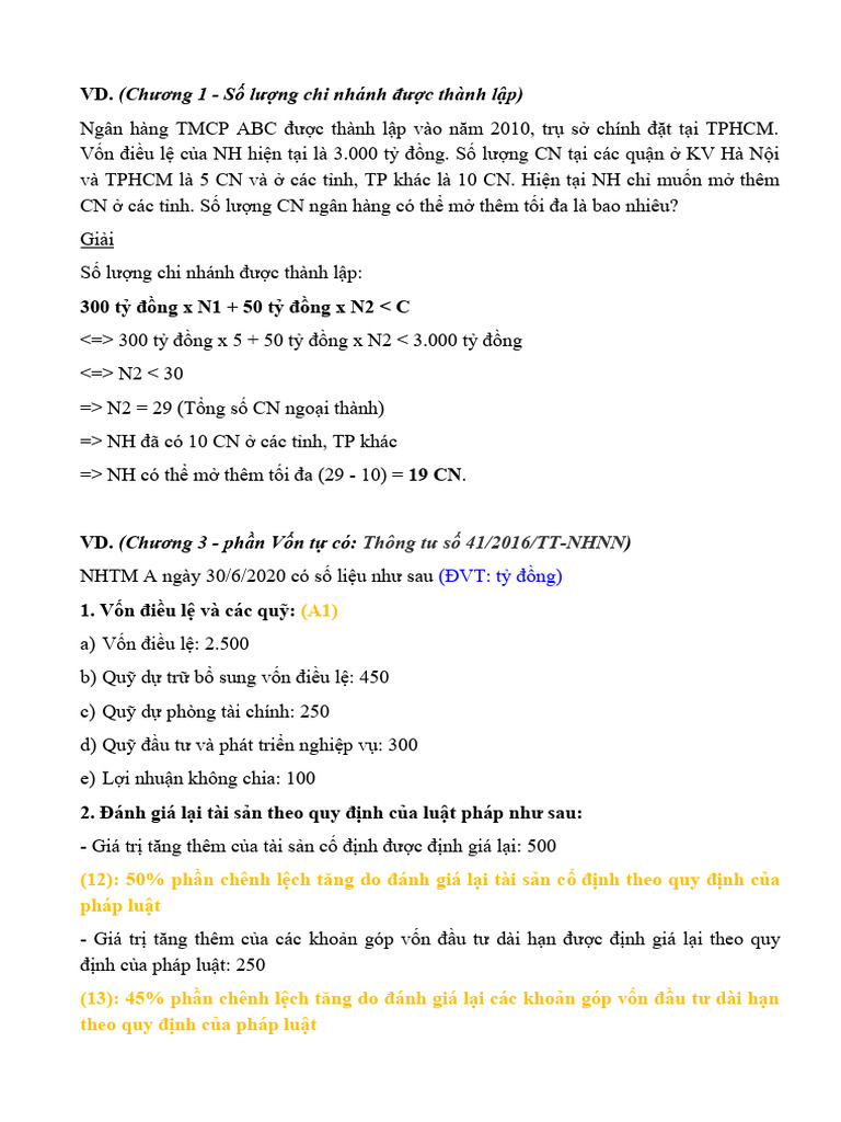 BÀI TẬP QUẢN TRỊ NGÂN HÀNG | PDF