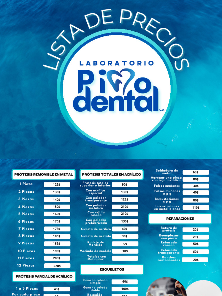 Lista de Precios Laboratotio Pino Dental | PDF | Anatomia dental | Diente