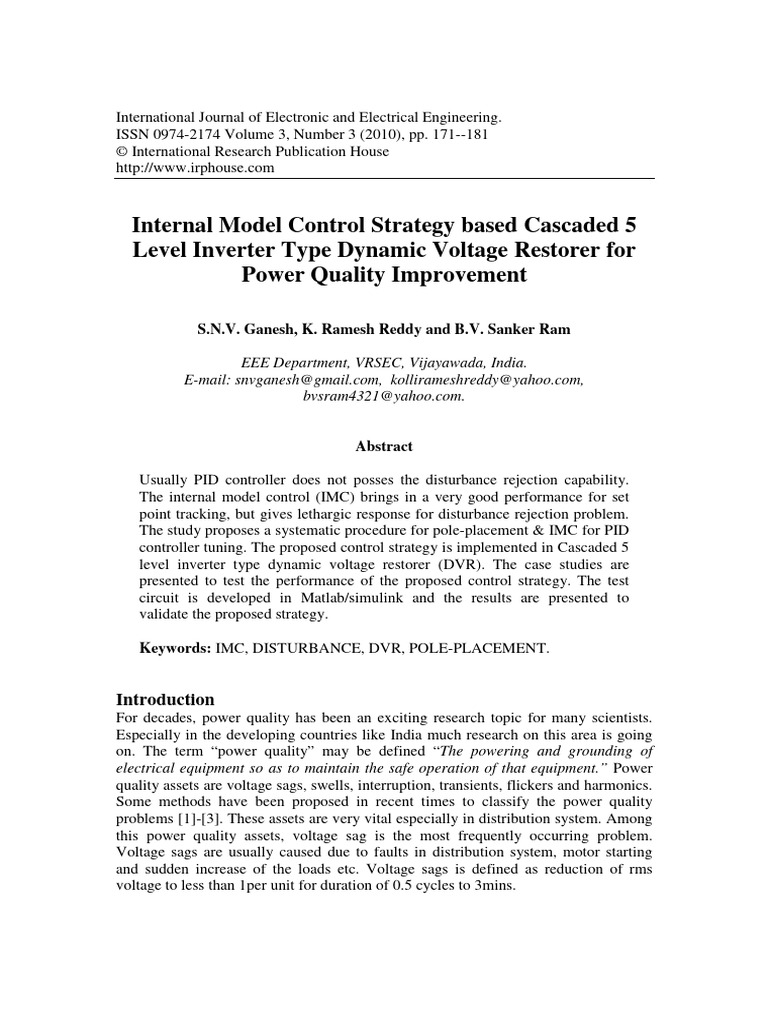 Internal Model Control Strategy Based Cascaded | PDF