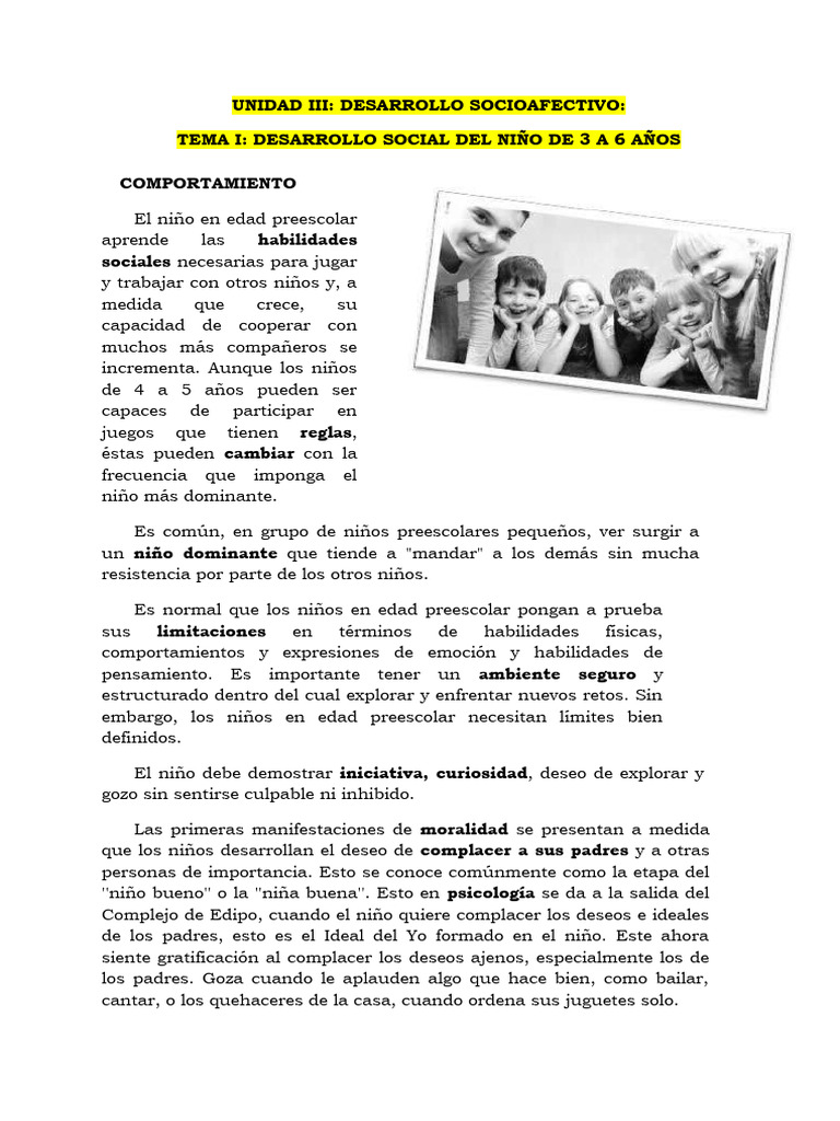 Unidad III Desarrollo Socioafectivo | PDF