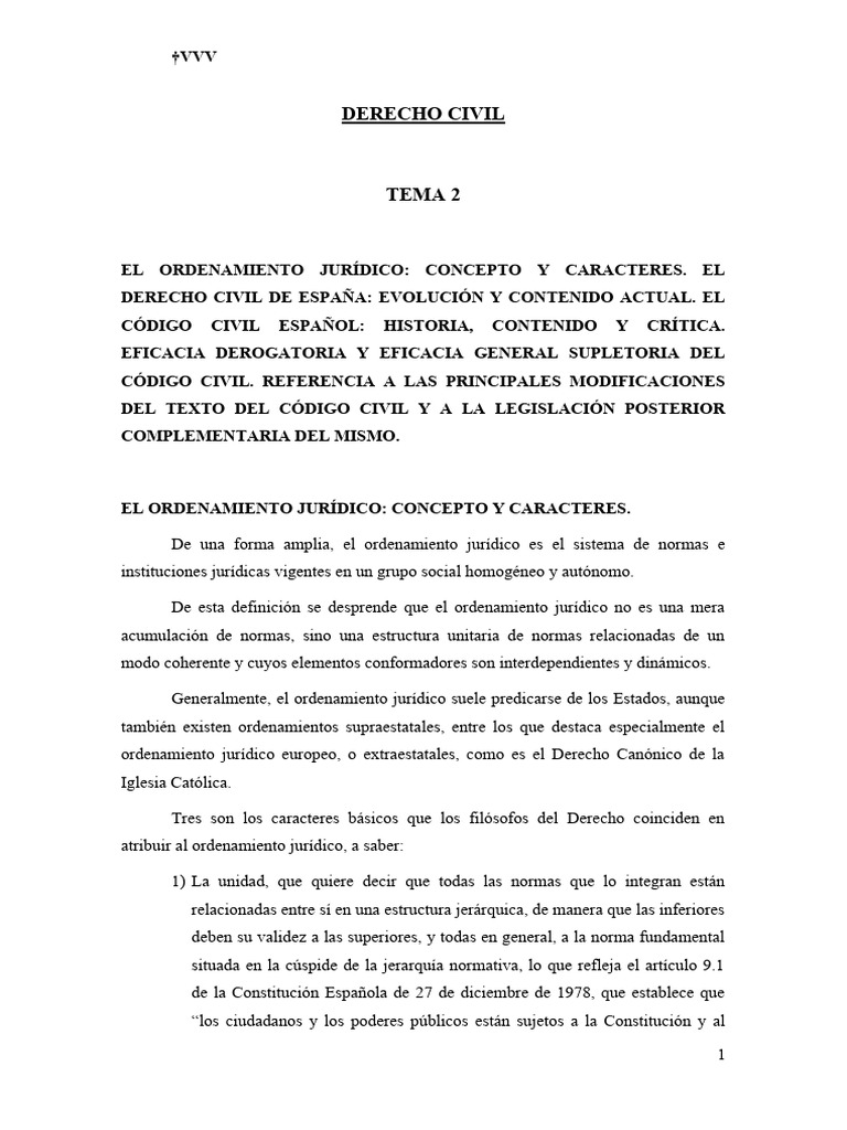 Ordenamiento Jurídico y Derecho Civil en España | PDF | Constitución ...