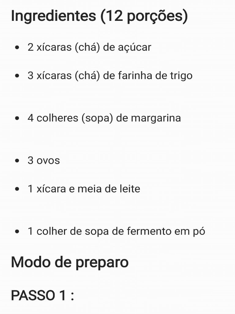 Receita de Bolo | PDF