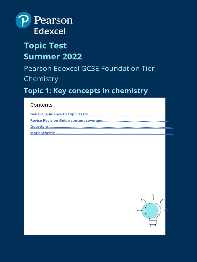 GCSE Chemistry Foundation Tier Topic Test 1 | PDF | Chemistry | Learning