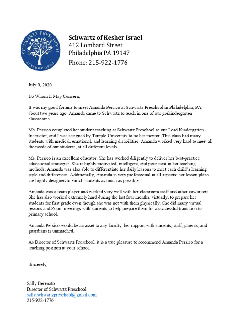 Recommendation for Amanda Persico | PDF