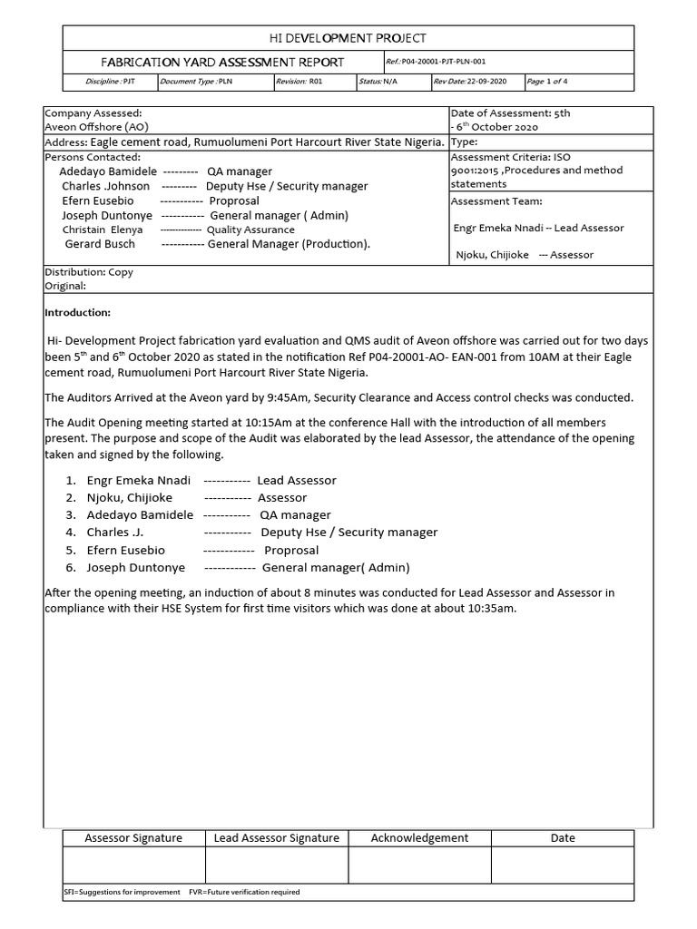 Ao Ear Draft | PDF | Iso 9000 | Audit