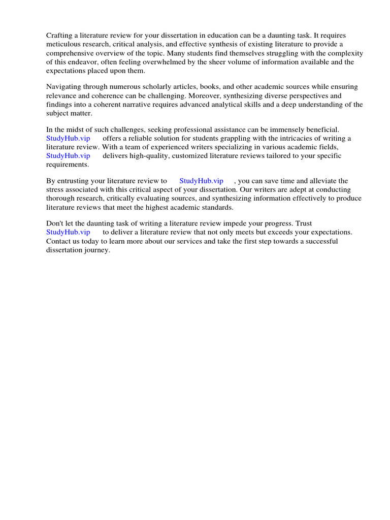 Dissertation Literature Review Example Education | PDF | Literature ... Dissertation Literature Review Example Education | PDF | Literature ...