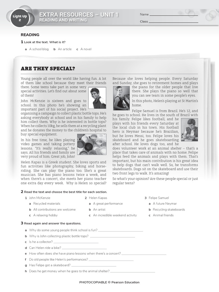 Pag 1 Extra Material Light Up 2 | PDF | Language Arts & Discipline