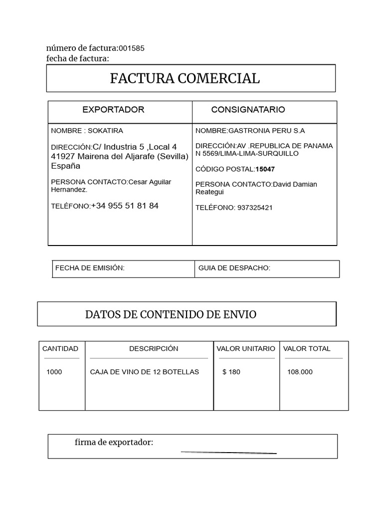 Ejemplo de Factura Comercial | PDF | Negocios | Tecnología