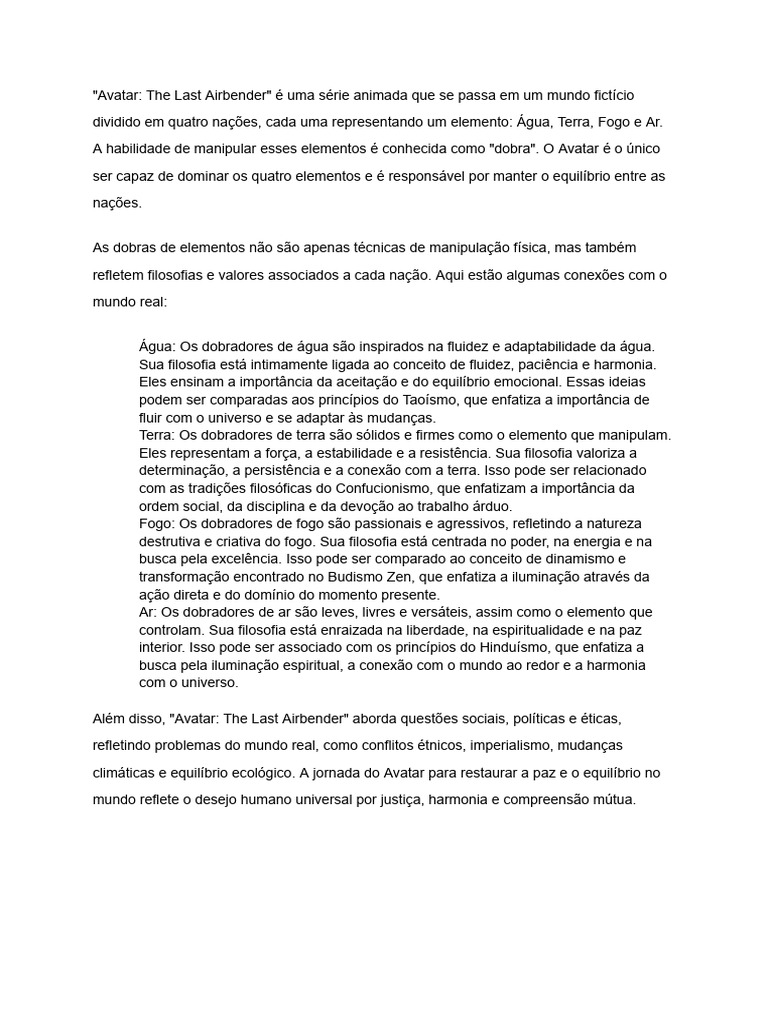 Avatar - The Last Airbender Água, Terra, Fogo e Ar | PDF