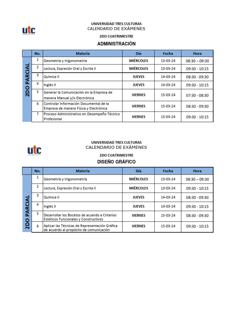 2do Cuatri-Calendario 2DO PARCIAL | PDF | Ingeniería | Informática