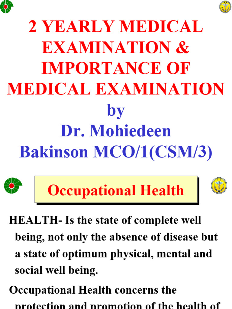 2 Yearly Medical Examination & Importance of Medical Examination | PDF ...