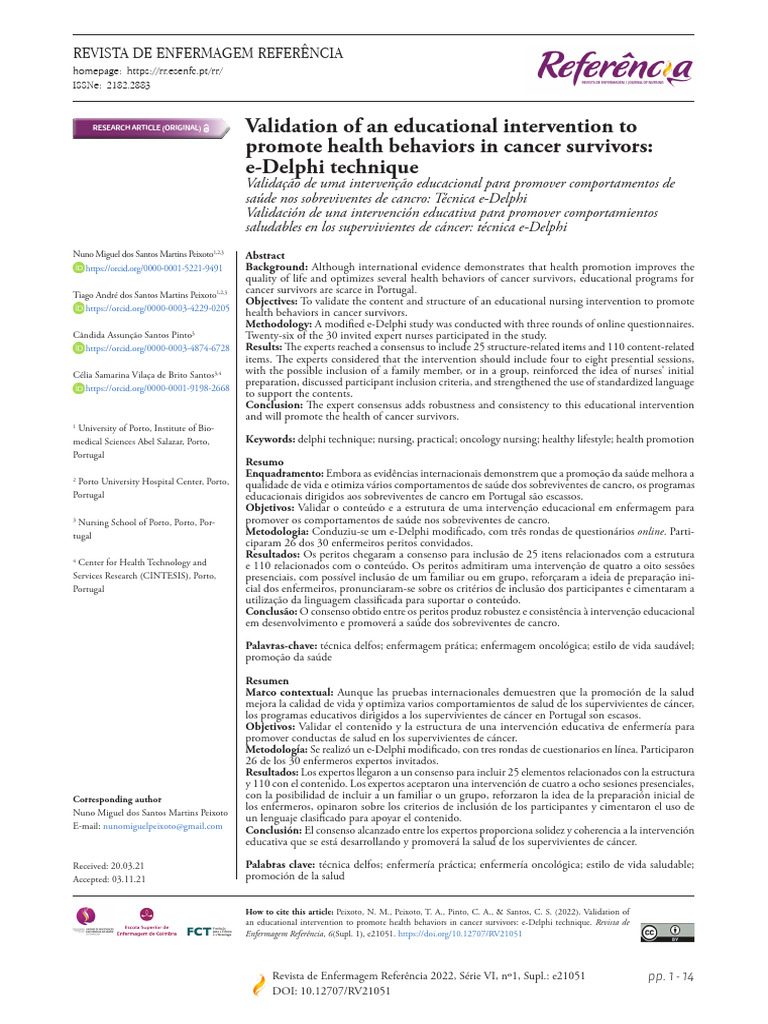 Validation of An Educational Intervention To Promote Health Behaviors ... Validation of An Educational Intervention To Promote Health Behaviors ...