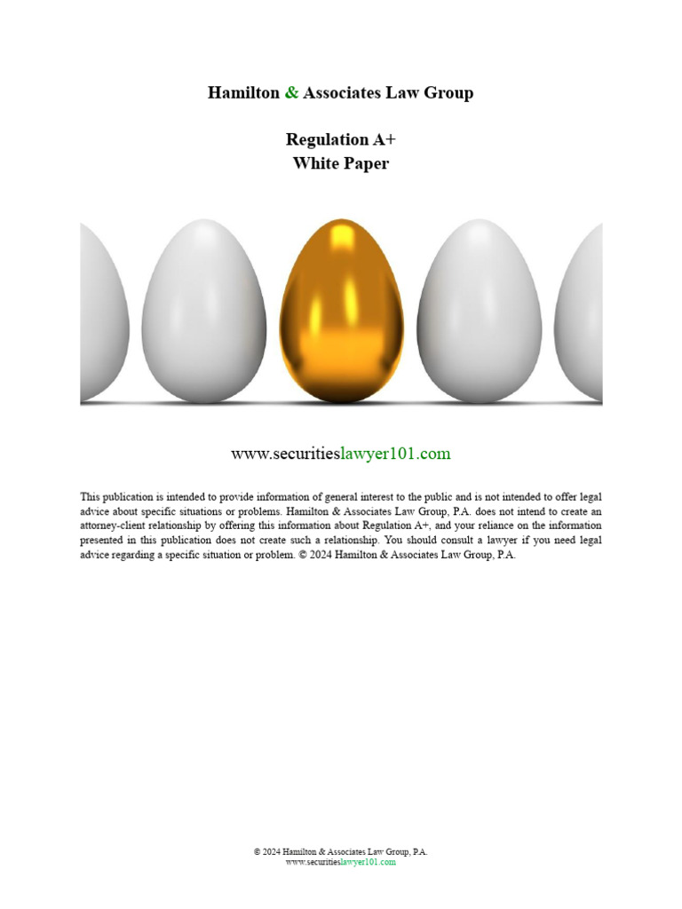Reg A+ White Paper | PDF | Securities Act Of 1933 | Securities (Finance)