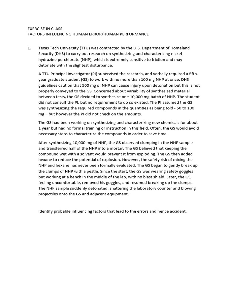 Exercise in Class - PIFs - Texas Tech | PDF